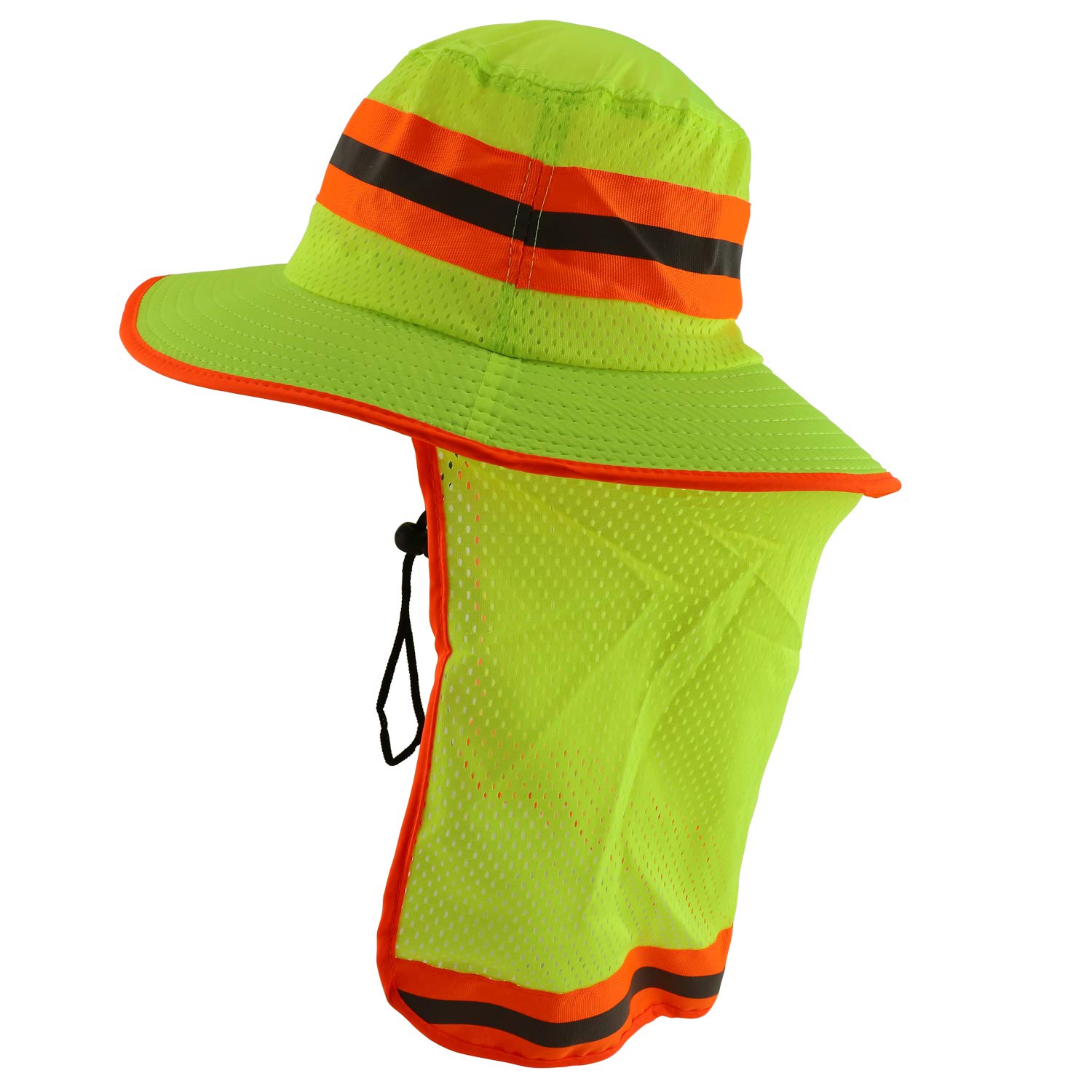 Trendy Apparel Shop High Visibility Neon Color Reflective Boonie Hat Mesh Flap - Safety Yellow