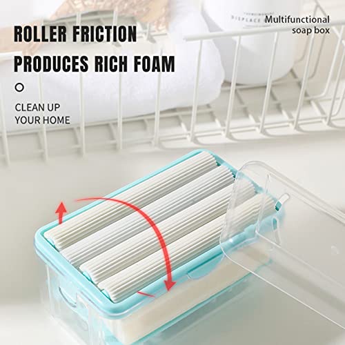 TEMKIN Soap Dish Soap Dish Multifunctional Soap Dish Hands Free Foaming Draining Bar Holder Grid Tray Storage Box Cleaning Tool for Bathroom Accessories Bathroom Soap Dish Soap