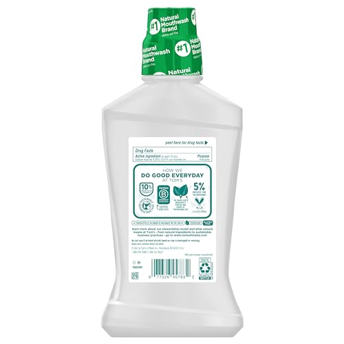 Tom's Of Maine Whole Care Natural Fluoride Mouthwash, Fresh Mint, 16 Oz (Pack of 3) (Packaging May Vary)