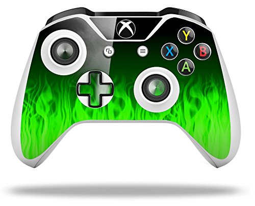 WraptorSkinz Decal Vinyl Skin Wrap compatible with XBOX One S / X Controller - Fire Green (CONTROLLER NOT INCLUDED)
