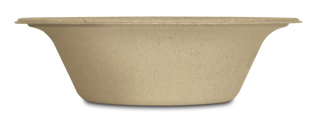 Tellus Products, Eco-Friendly (125-Count) 12 Oz Disposable Bowls - Compostable, Durable Tableware - Grown & Made in the USA - No PFAS Added (Natural Color)