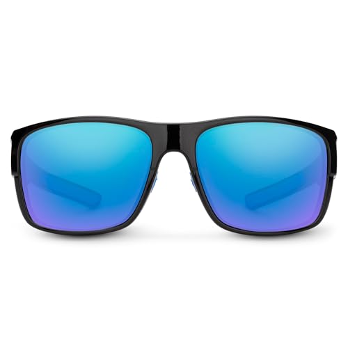 Suncloud Range Polarized Sunglasses β 100% UV Protection β Comfortable Fit, Trendy Design β for Men & Women β Black + Polarized Blue Mirror Lenses