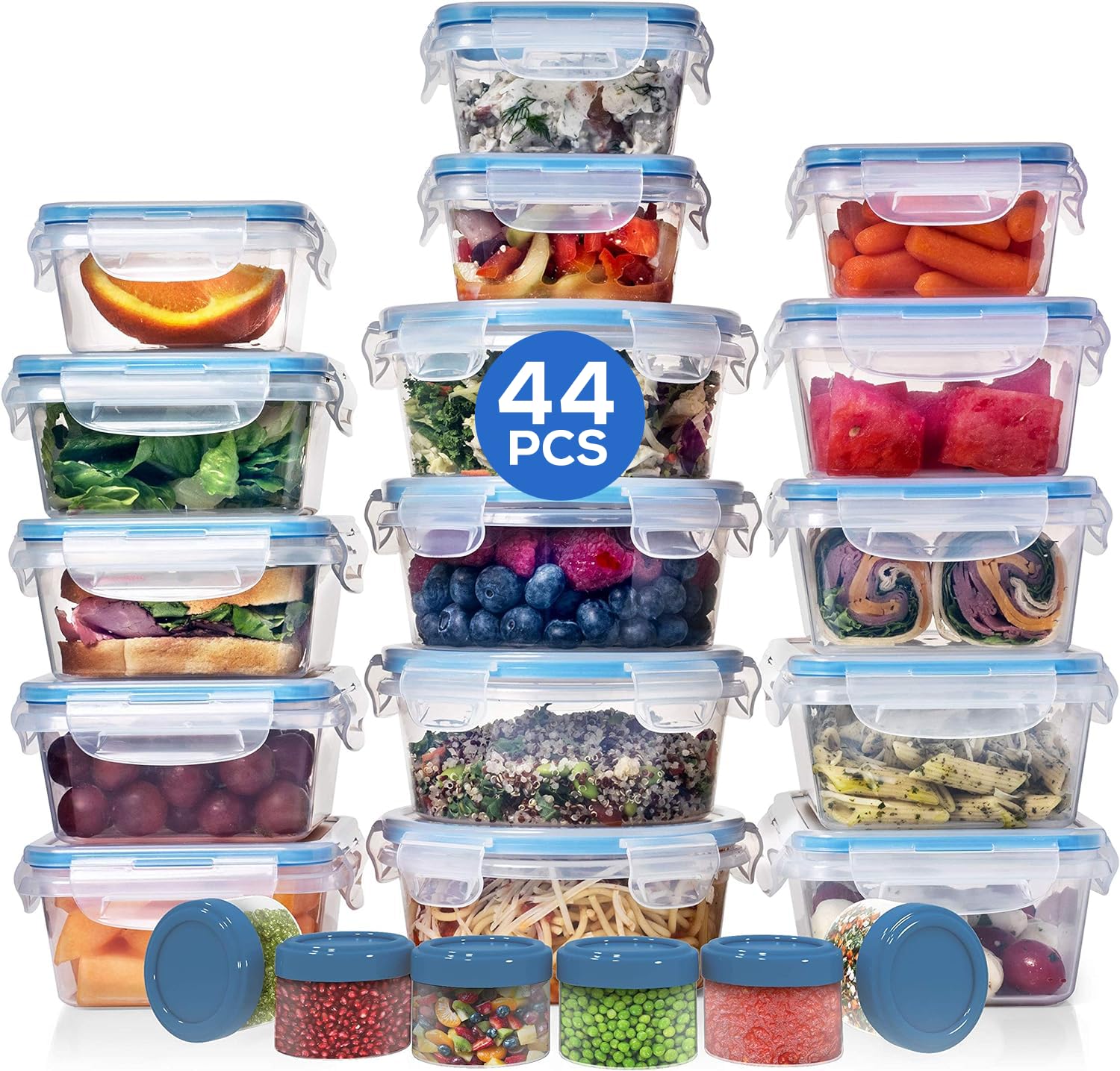 Shazo 36 pc Food Storage Containers with Lid, Plastic Food Containers for Kitchen Organization Airtight Leak Proof Meal Prep Easy Snap Lock Lunch Box - BPA Free Food Prep Storage Container