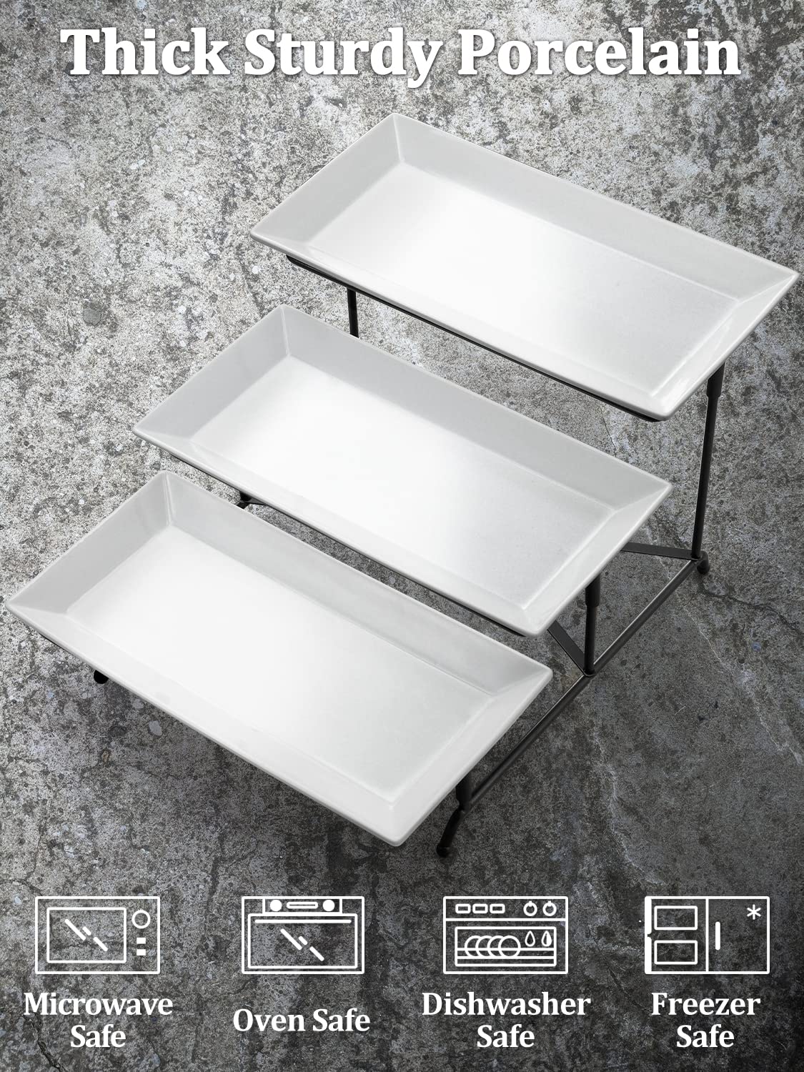 Yedio 40 oz Salad Bowls 3 Tier Serving Tray