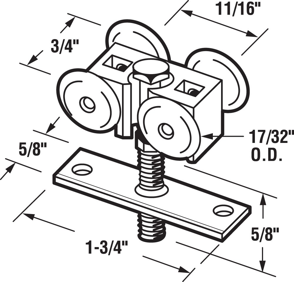 Prime-Line N 6604 Folding Shutter Door Top Roller with 5/8 inch Stud, 17/32 inch, Nylon