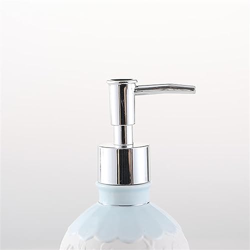 Soap Dispenser Embossed Soap Dispenser for Lotion Shampoo Dish Soap Ceramic Soap Pump Pink Soap Bottle for Kitchen Bathroom (300 Ml/10.14 Oz) Soap Pump Bottles
