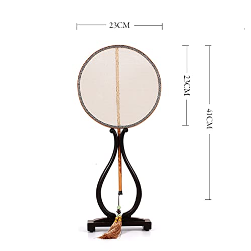 XELDEC Round fan baffle hand fan with tassel ancient Chinese fan Hanfu fan retro plain bamboo fan handle