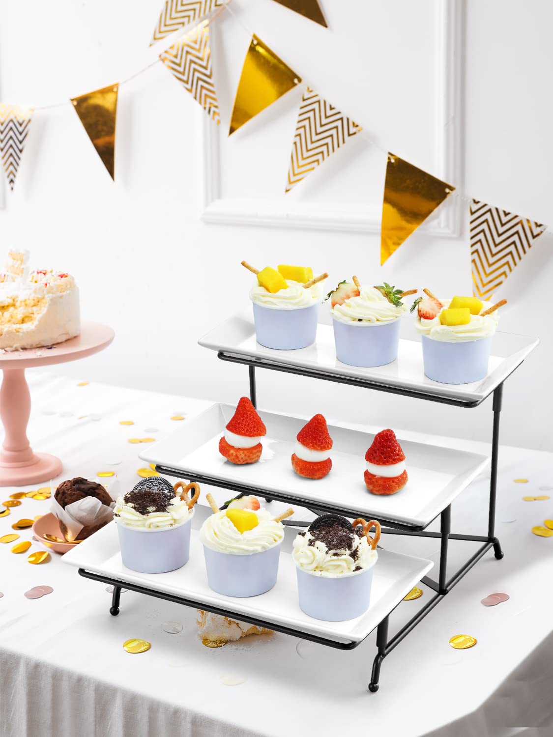 Yedio 90 oz Pasta Bowls 3 Tier Serving Tray