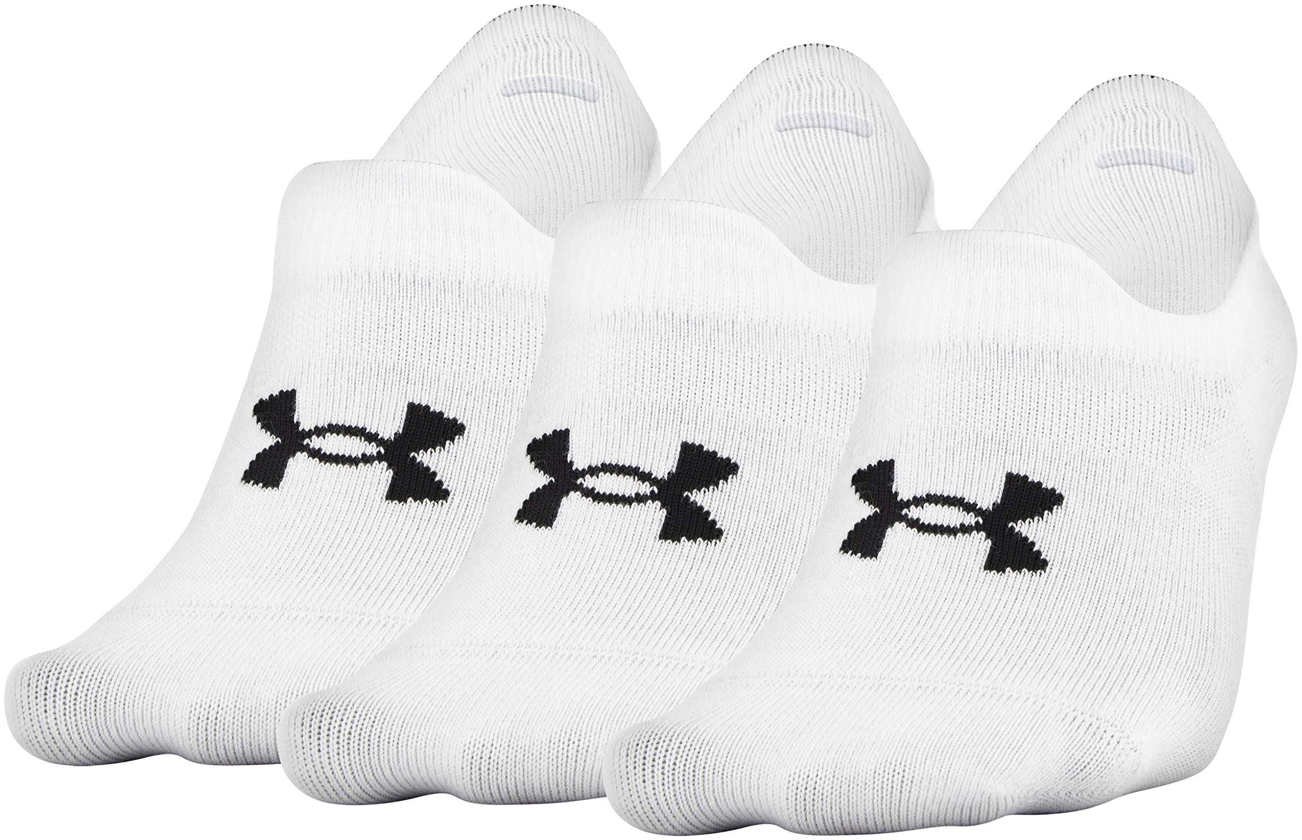 Under Armour Adult Essential Ultra Low Tab Socks, Multipairs , White (3-Pairs) , Large