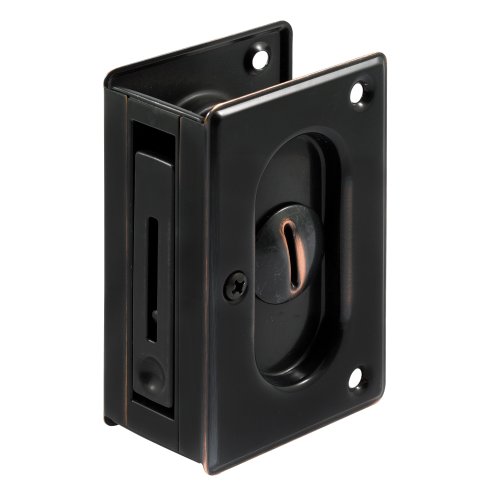 Prime-Line N 7368 Pocket Door Privacy Lock with Pull - Replace Old or Damaged Pocket Door Locks Quickly and Easily – Classic Bronze, 3-3/4” (Single Pack)