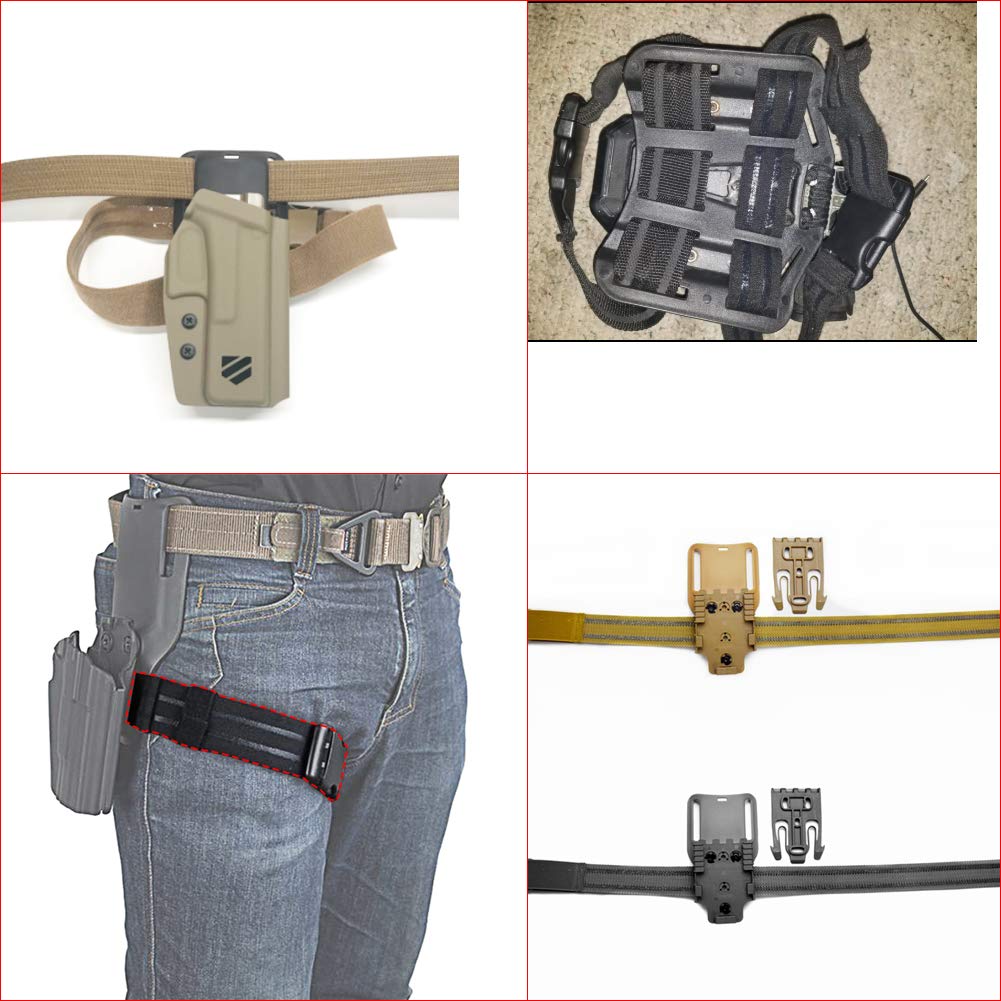 Tactical Leg Strap for Gun Holster 2 Pack Thigh Belt for Drop Leg Holsters Knife 1.5in/36mm EDC Leg Hanger for Universal Belt Loop Men Women Outdoors Hunting Elastic Nylon