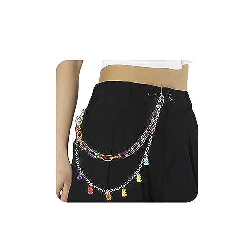 Zehope Pants Chain Colorful Jean Chains Layered Bear Wallet Pocket Chains Acrylic Waist Jewelry for Women