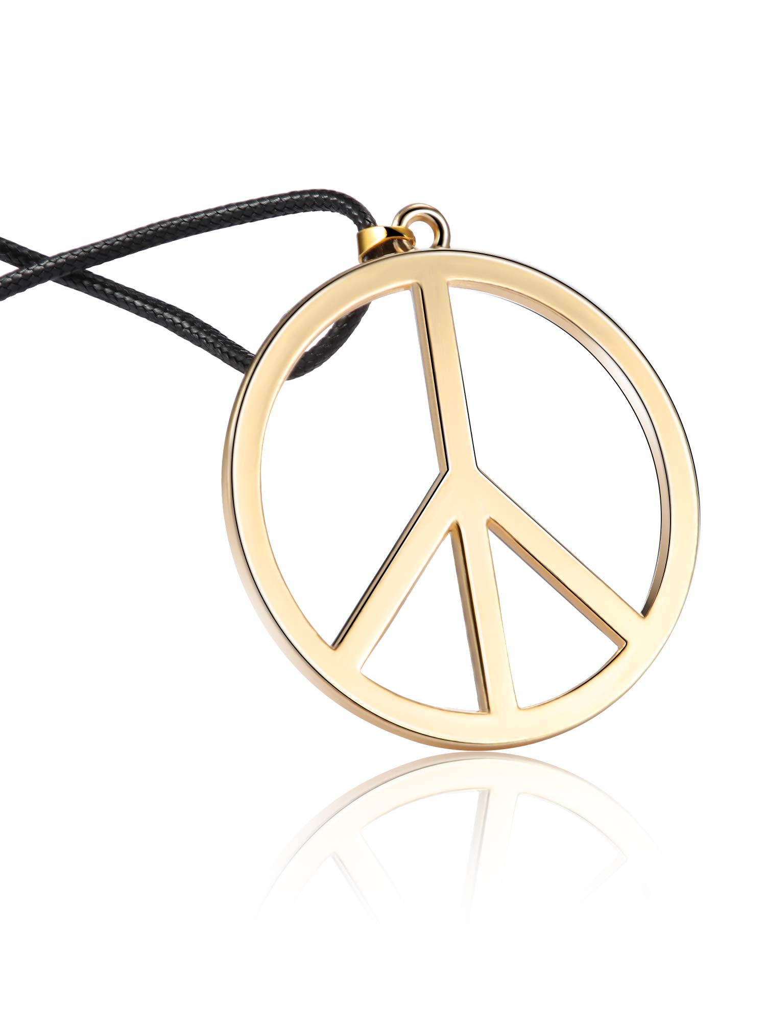 Tatuo 1 Piece Metal Peace Sign Pendant 1960s 1970s Hippie Party Accessories Necklace (Gold)