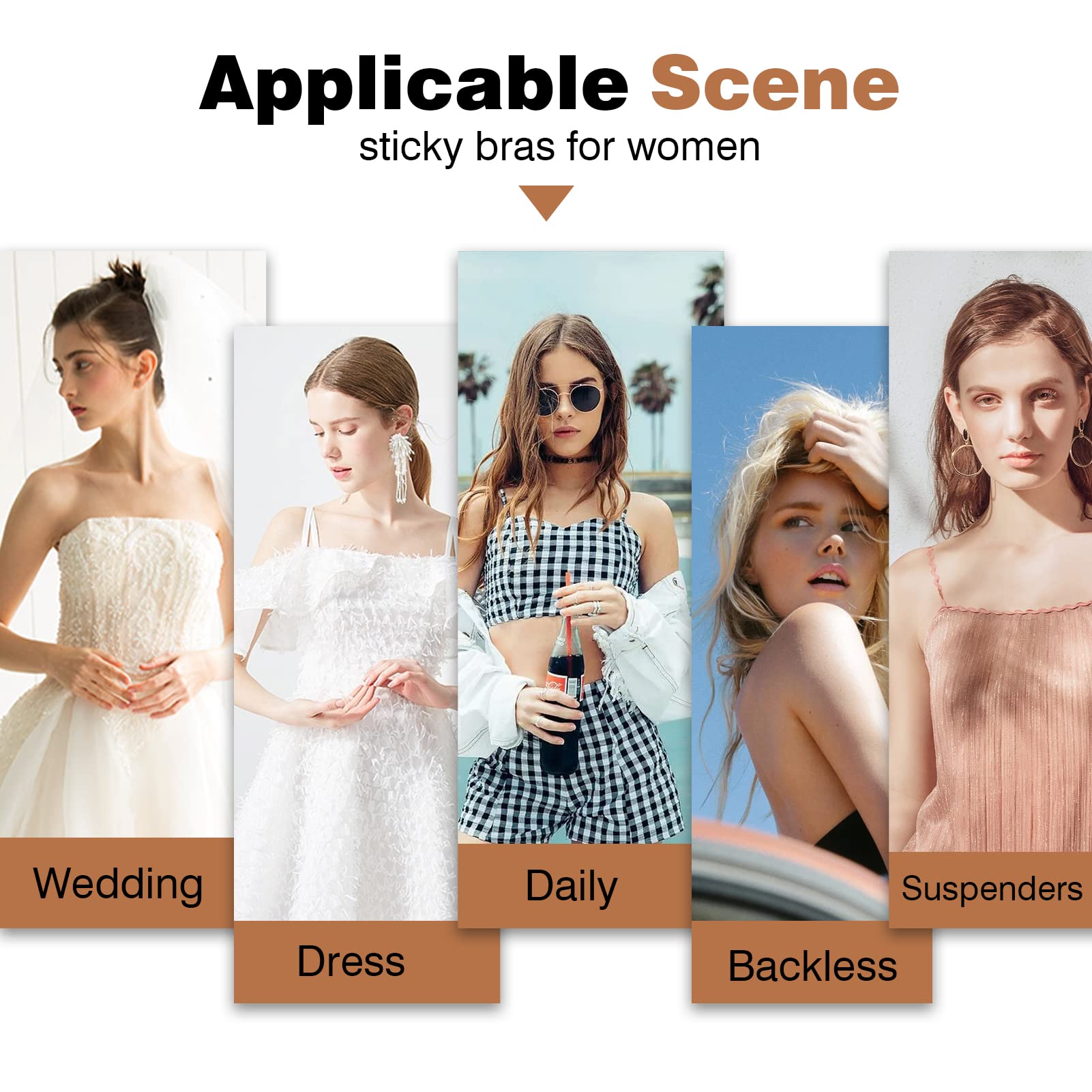 Sticky Bra Strapless Bras for Women Adhesive Invisible Backless Push up Gathering Lift up Cups Dresses with Nipple Cover