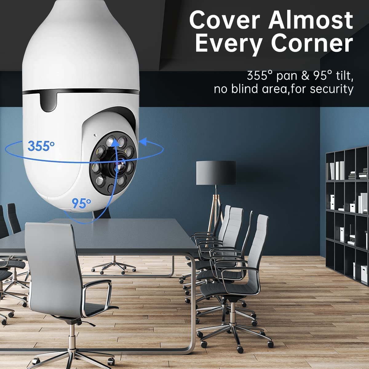 Topiacam 2.4Ghz Light Bulb Security Camera, Light Socket Security Cameras Wireless Indoor/Outdoor, Color Night Vision,2-Way Talk,Motion Tracking,Work with Alexa