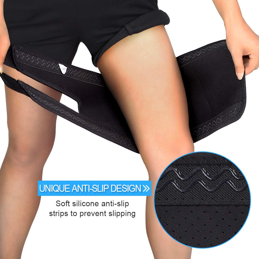 Yosoo Health Gear Adjustable Thigh Brace Support, Hamstring Quad Wrap Thigh Pain Relief Thigh Protector Thigh Compression Sleeve Thigh Wrap for Hamstring Injuries One Size Fit Most