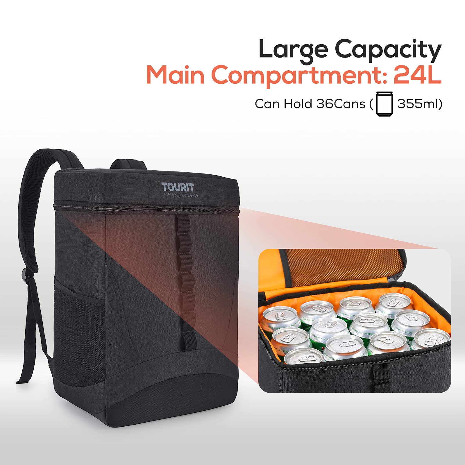 TOURIT Backpack Cooler Leakproof 36 Cans Large Capacity Insulated Backpack