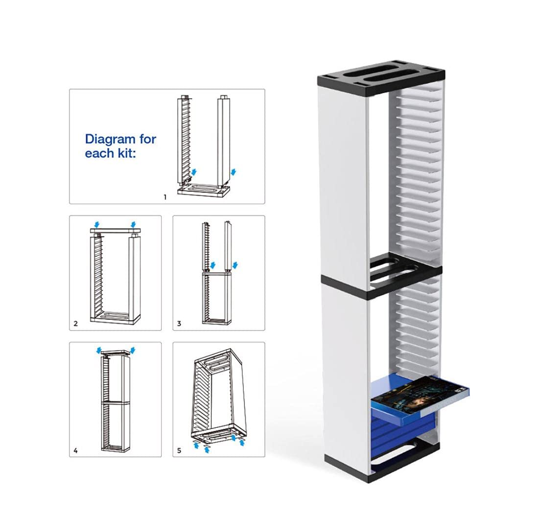 TOYZILLA Game disc storage rack Tower for video games, Play station 5, Xbox
