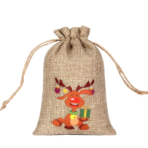 Tainrunse 5Pcs Candy Bag Drawstring Cartoon Print Resistant Azabu Christmas Gift Wrapping Bags for Christmas Xmas Gift Bag
