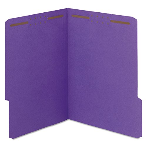 Smead WaterShed/CutLess Fastener File Folder, 2 Fasteners, Reinforced 1/3-Cut Tab, Letter Size, Purple, 50 per box (12442)