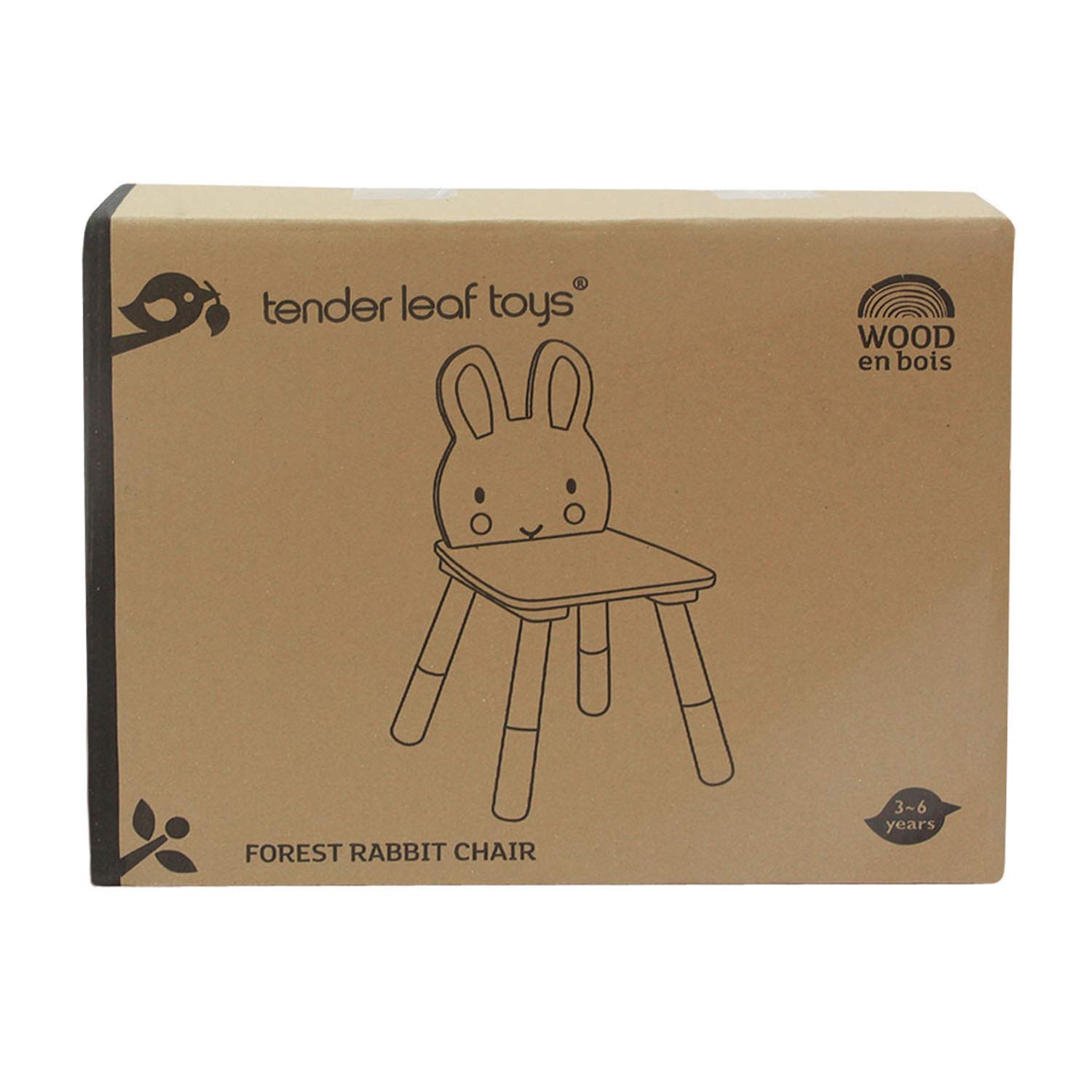 Tender Leaf Toys - Forest Table and Chairs Collections - Adorable Kids Size Art Play Game Table and Chairs - Made with Premium Materials and Craftsmanship for Children 3+ (Forest Rabbit Chair)