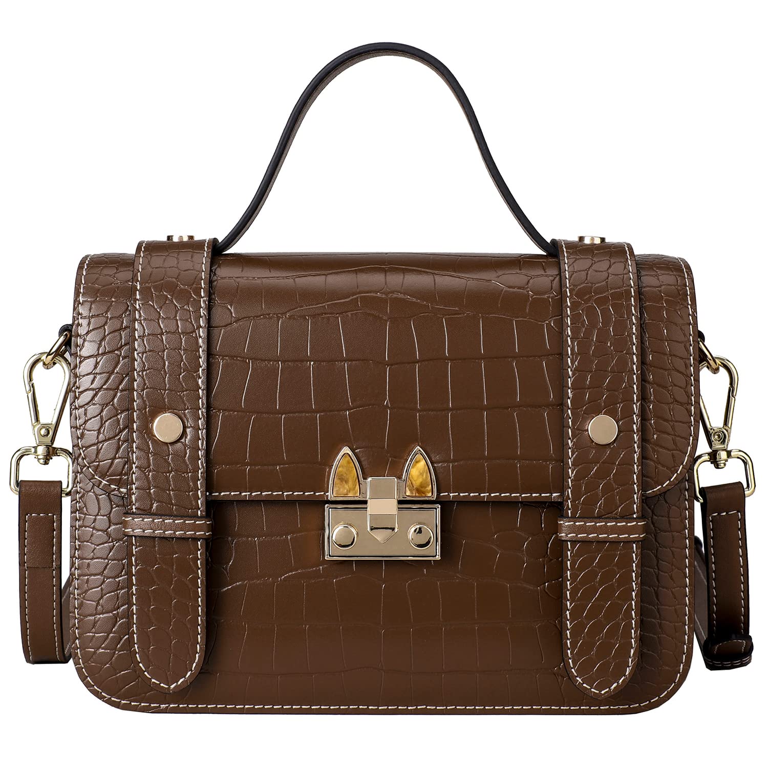 Women Genuine Leather Top Handle Handbag Purse Ladies Shoulder Bag