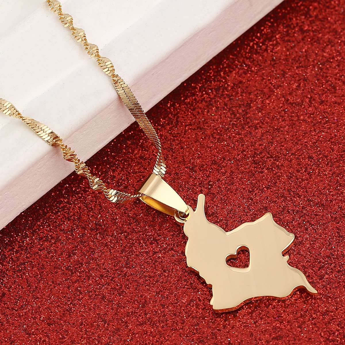Stainless Steel Colombia Map Pendant Necklace Colombian Map Jewelry