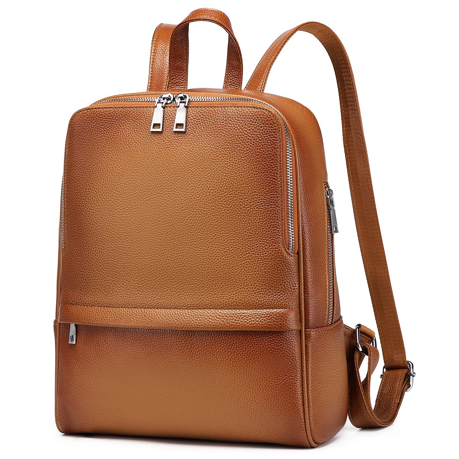 Women Genuine Leather Backpack Purse Casual Fashion Travel Bag (Brown.) One Size