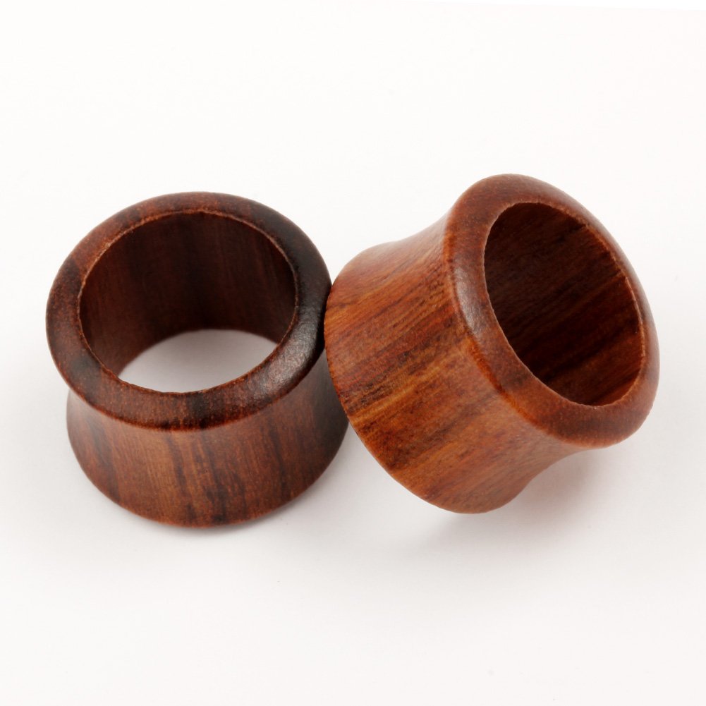 TBOSEN Set Of 4 Pairs Wood Gauges Ear Tunnels Double Flare Plugs Expander Body Piercing Jewelry