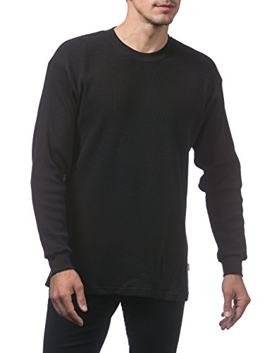 Pro Club Men's Heavyweight Cotton Long Sleeve Thermal Top, Large, Black