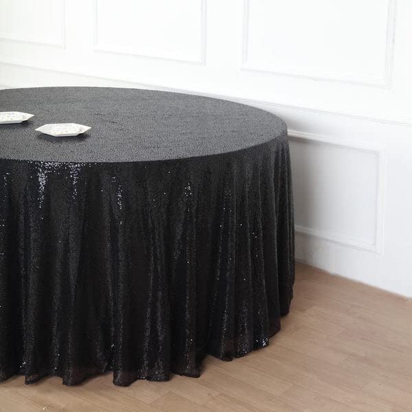 Tableclothsfactory 132" Wholesale Premium Table Cover Sparkly Sequin Round Tablecloth for Wedding Banquet Party Home Decor - Royal Blue