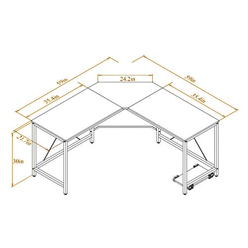 SogesGame 55 inch Corner Gaming Desk, L-Shaped Writing Studying Desk, Corner Desk with Cup Stand, Home Office Computer Desk, Desktop Computer Workstation,Suitable for Home Office Bedroom