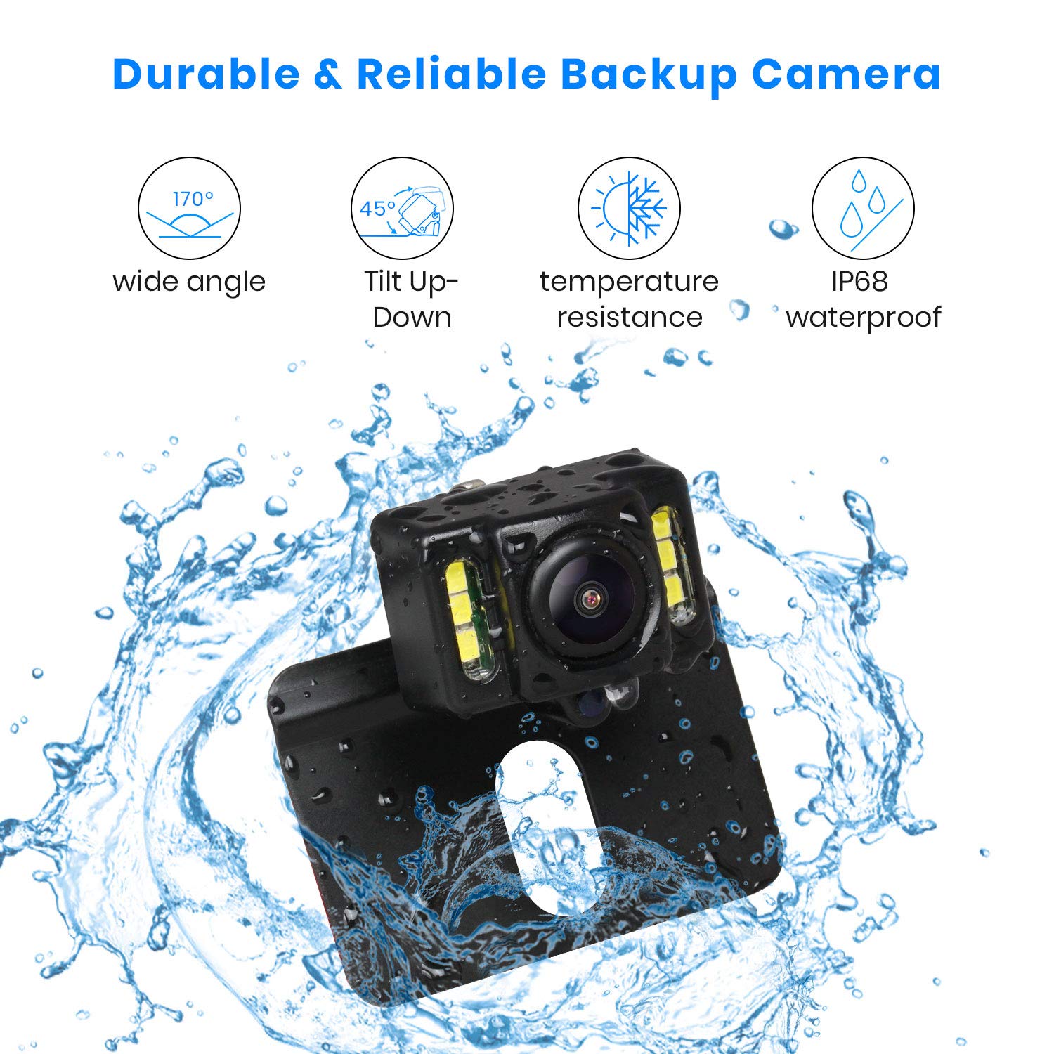 Upgrade M1PRO HD Backup Camera and Monitor Kit for Cars,Trucks,Pickup,Two Wire Easy Connection for Reverse/Continuous Use,IP68 Waterproof Rear View Camera with Super Night Vision