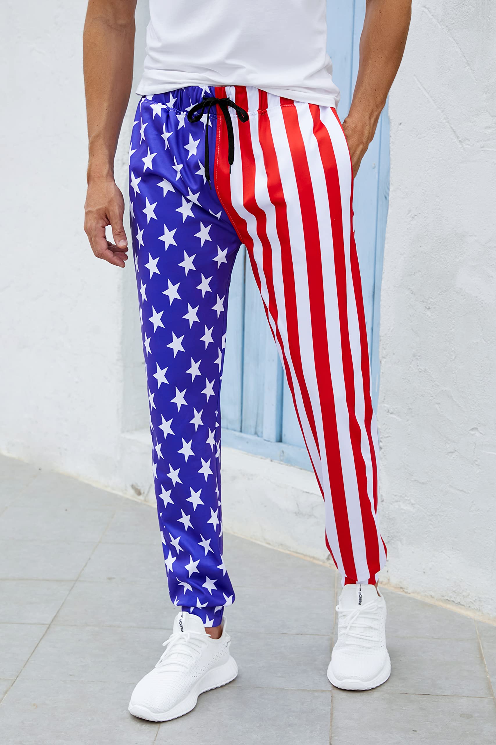 RAISEVERN Men Women American Flag Stars Stripes Print Hip Hop Novelty Jogger Pant Graphic Track Sweatpants With Drawstring Pockets Medium,2017 Style 3,Medium
