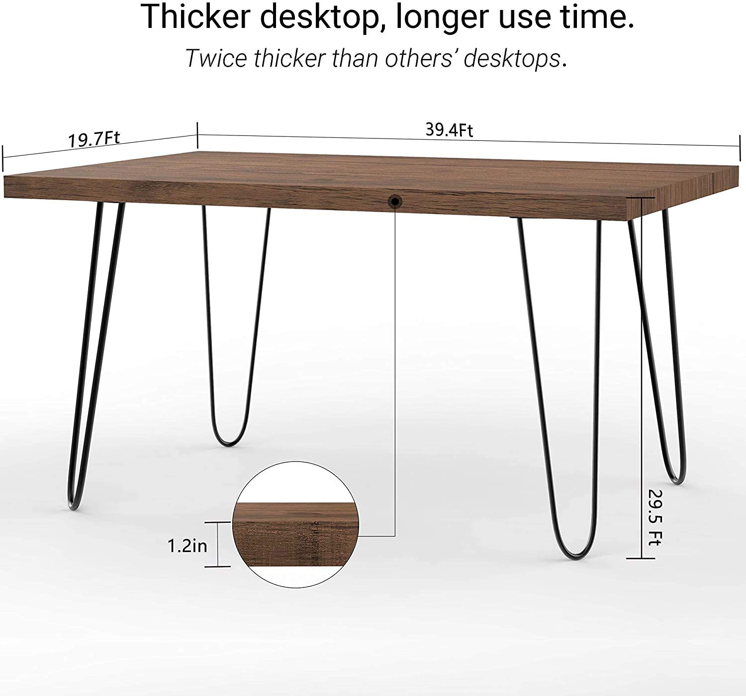 Writing Computer Desk Modern Simple Study Desk Retro Hairpin Compact Laptop Table for Home Office Notebook Desk Brown Desktop Black Leg