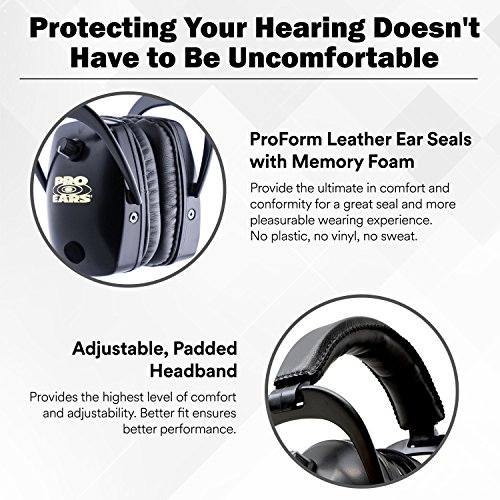 Pro Ears Pro Tac Plus Gold Ear Muffs, Military Grade Electronic Hearing Protection & Amplification, NRR 26, DLSC Compression, Shooting, Hunting, Various Uses, Up To 250 Hours Battery Life
