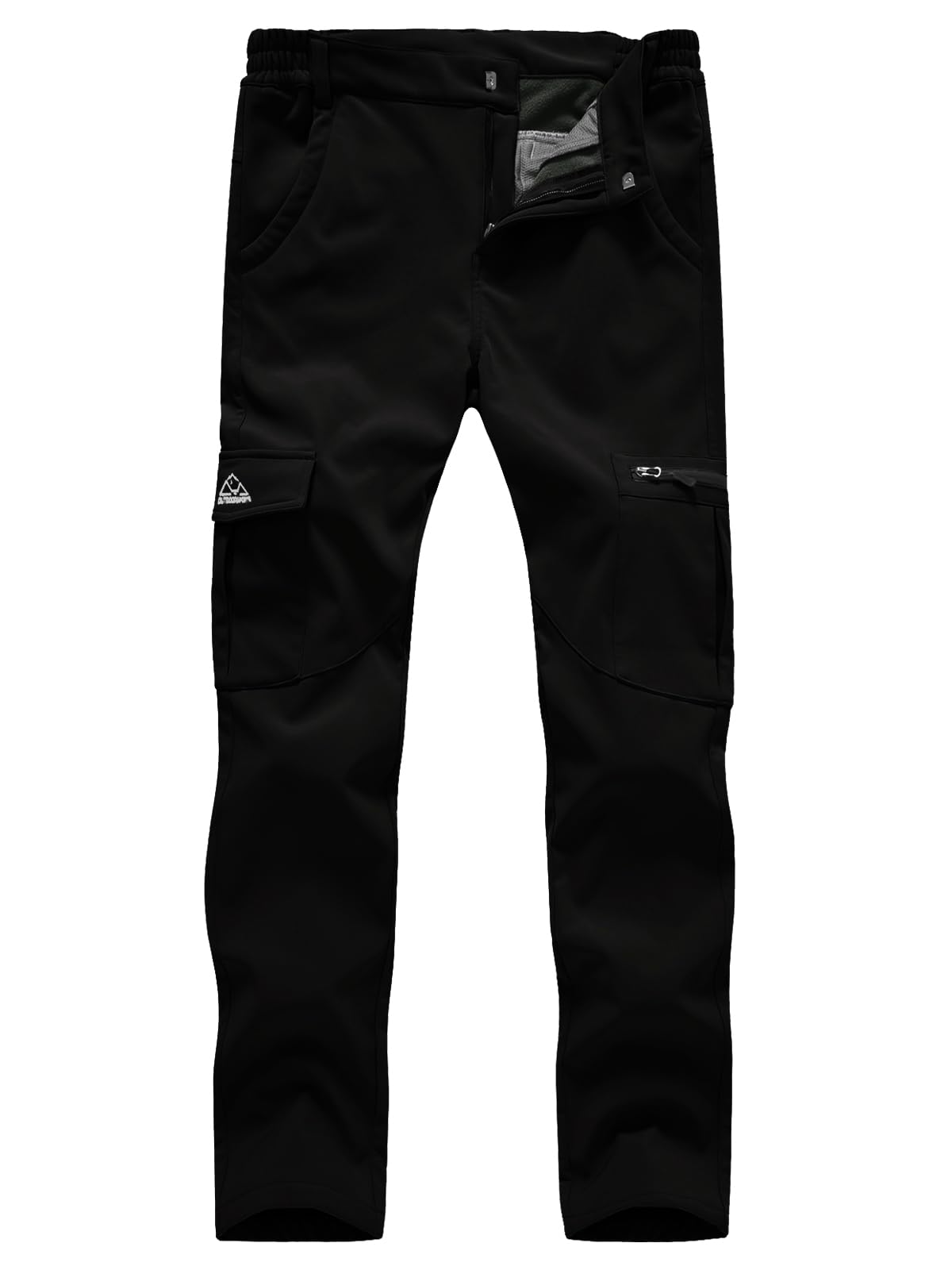 TBMPOY Women's Skiing Hiking Cargo Pants Outdoor Waterproof Windproof Softshell Fleece Snow Pants Black M