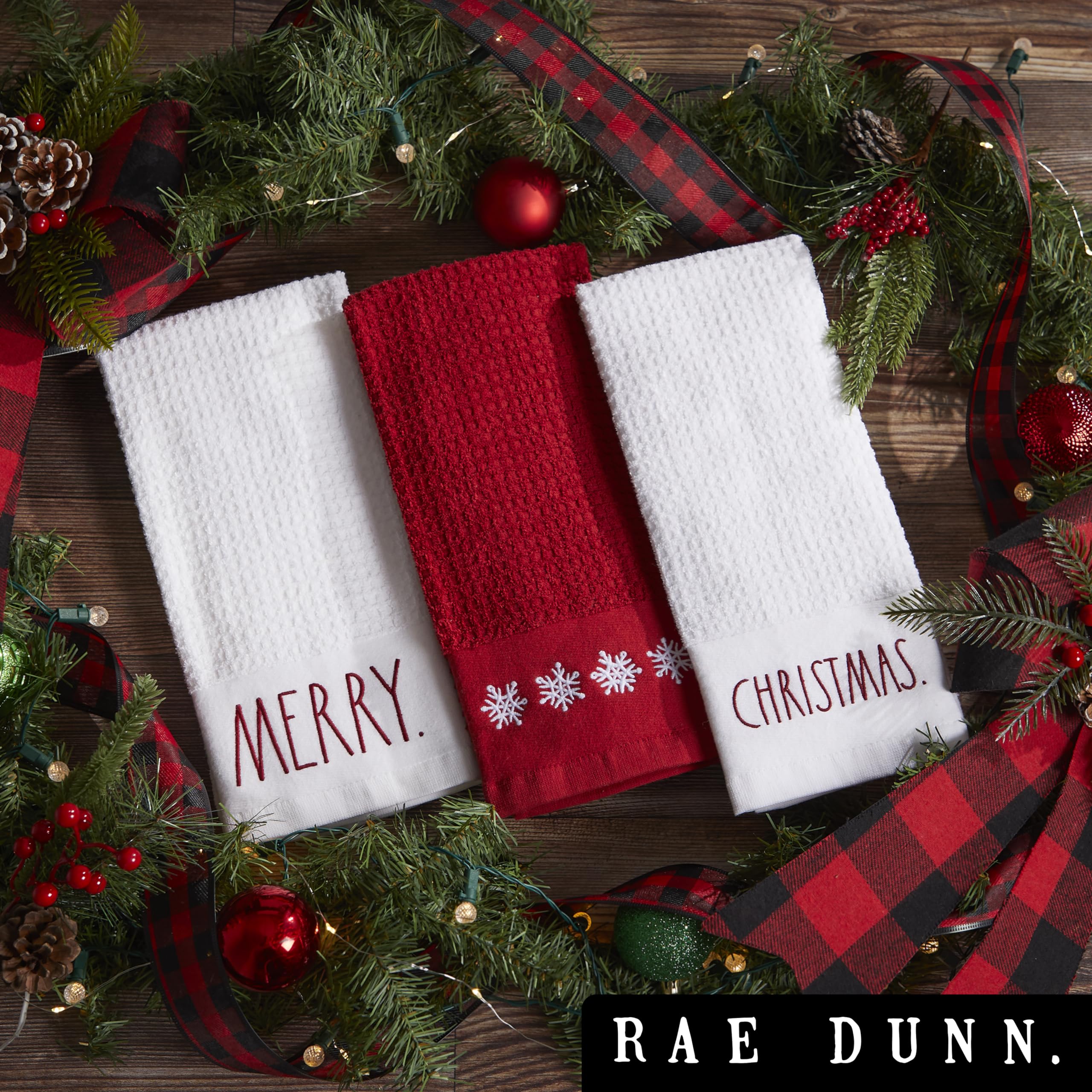 Rae Dunn Hand Towels, Embroidered Decorative Hand Towel for Kitchen and Bathroom, 100% Cotton, Highly Absorbent, 3 Pack, 16x26, Embroidered Boo!