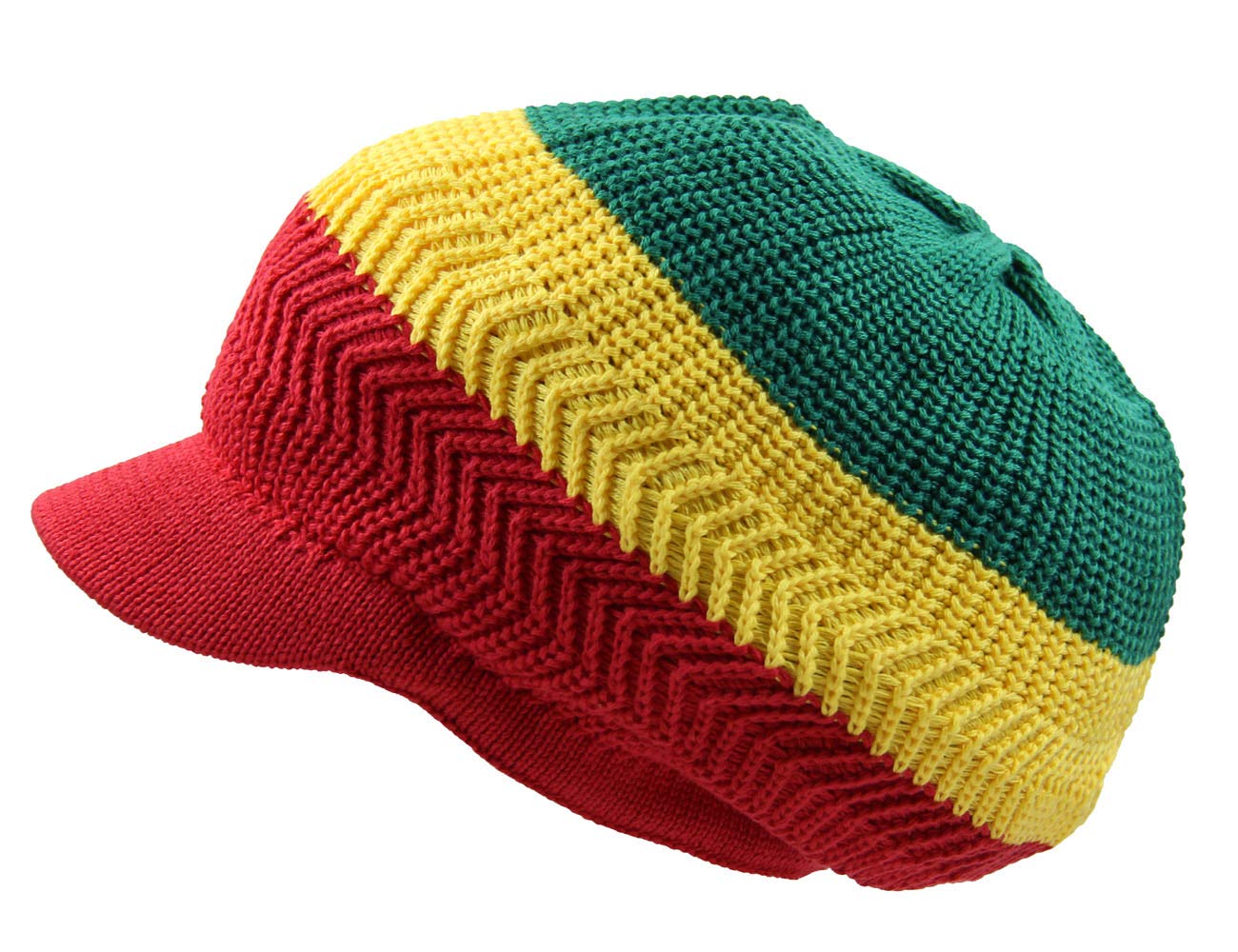 RW Knitted Cotton Rasta Slouchy Beanie Visor (Black)