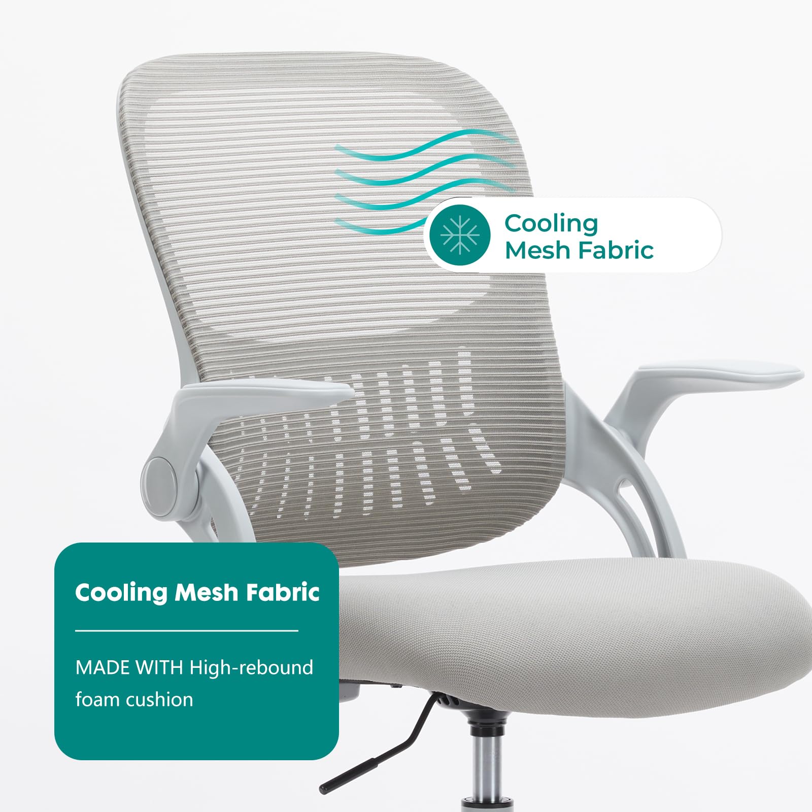 SMUG Drafting Chair, Tall Office Chair Tall Standing Desk Chair Counter Height Adjustable Office Chair with Flip-up Arms, Mid Back Mesh Office Drafting Chairs, Grey