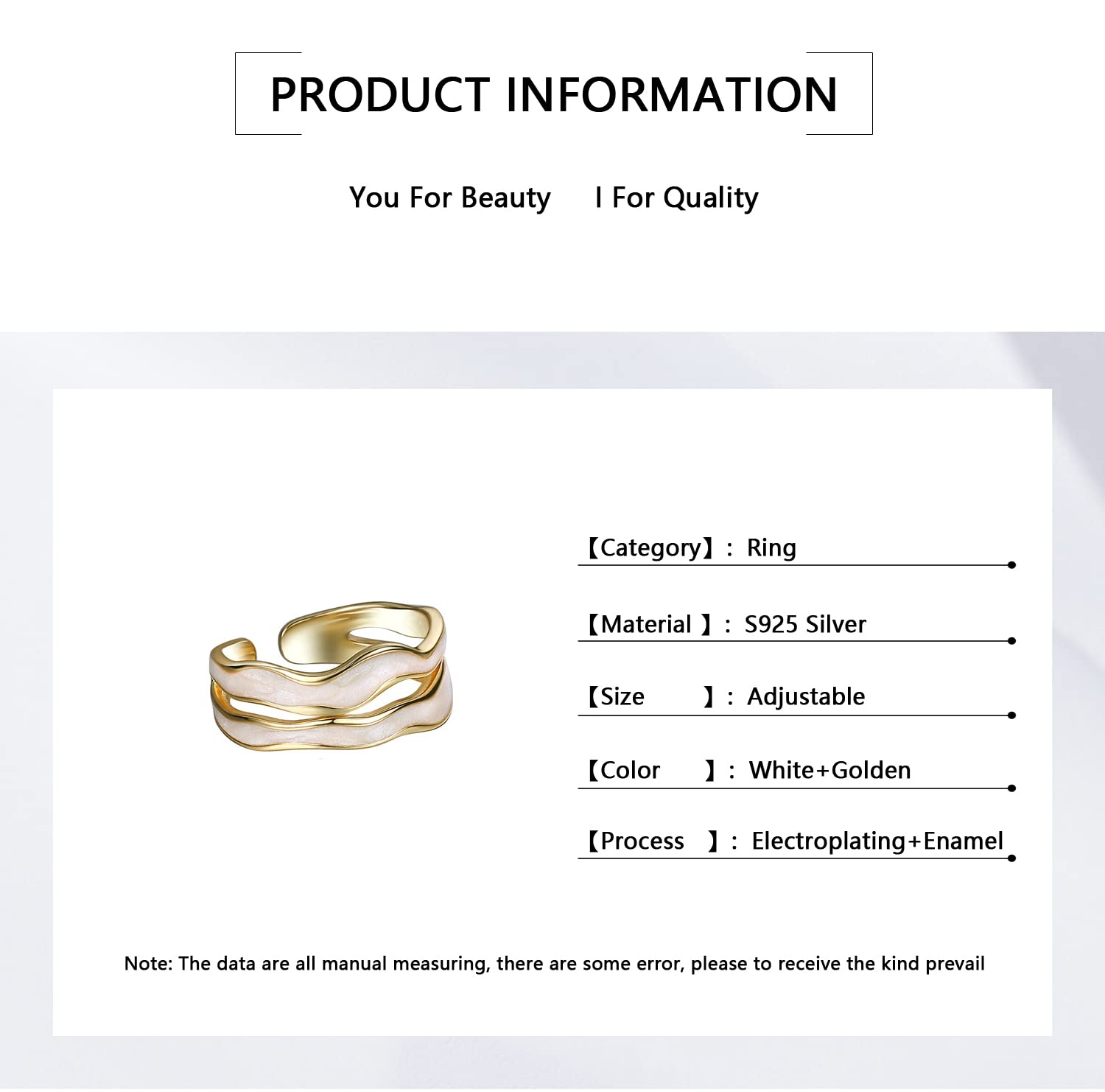 XSTian S925 Sterling Silver Enamel Ring for Women Fastion gift for Wife Girlfriend,Double ring surface Adjustable Size
