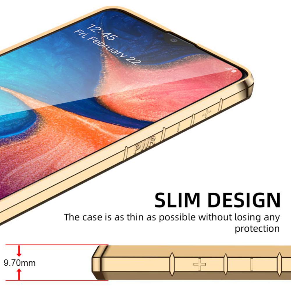 TabPow Samsung Galaxy A20 / A30 Case, Electroplate Slim Glossy Finish, Drop Protection, Shiny Luxury Case - Royal Blue Gold