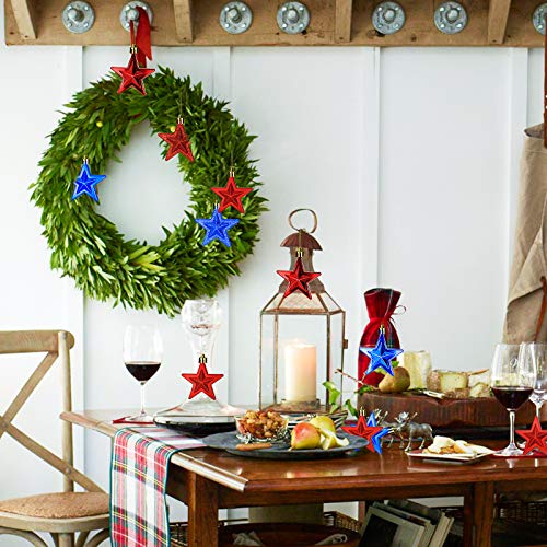 Whiidoom 12PCS Christmas Star Ornaments 2.76" Shatterproof Hanging Christmas Decoration for Holiday Wedding Party (Red)
