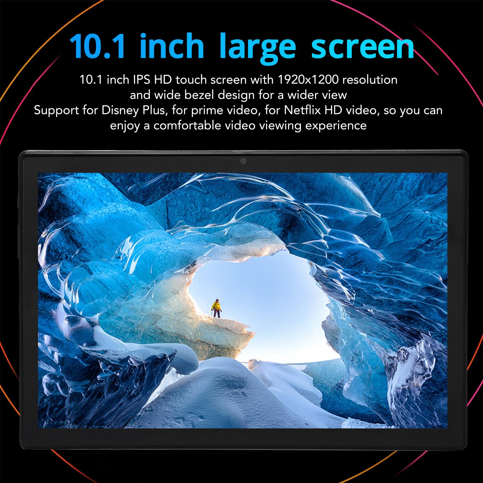 Vikye 4G LTE 5G WiFi Tablet, 10.1in 1920x1200 Screen Tablet Octa Core Processor 12GB 256GB 7000mAh Battery 8MP Front 16MP Rear Dual Cameras (Silver)