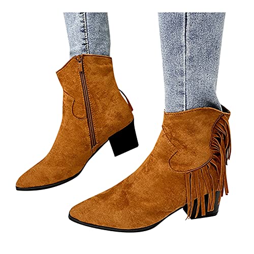 white boots short tassels heels retro chunky high breathable zipper boots platform heel non-slip white platform boots casual booties