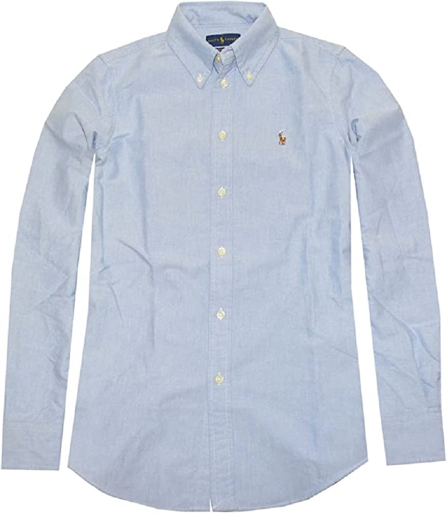 Ralph Lauren Polo Womens Classic Fit Oxford Button Down Shirt, BSR Blue, L