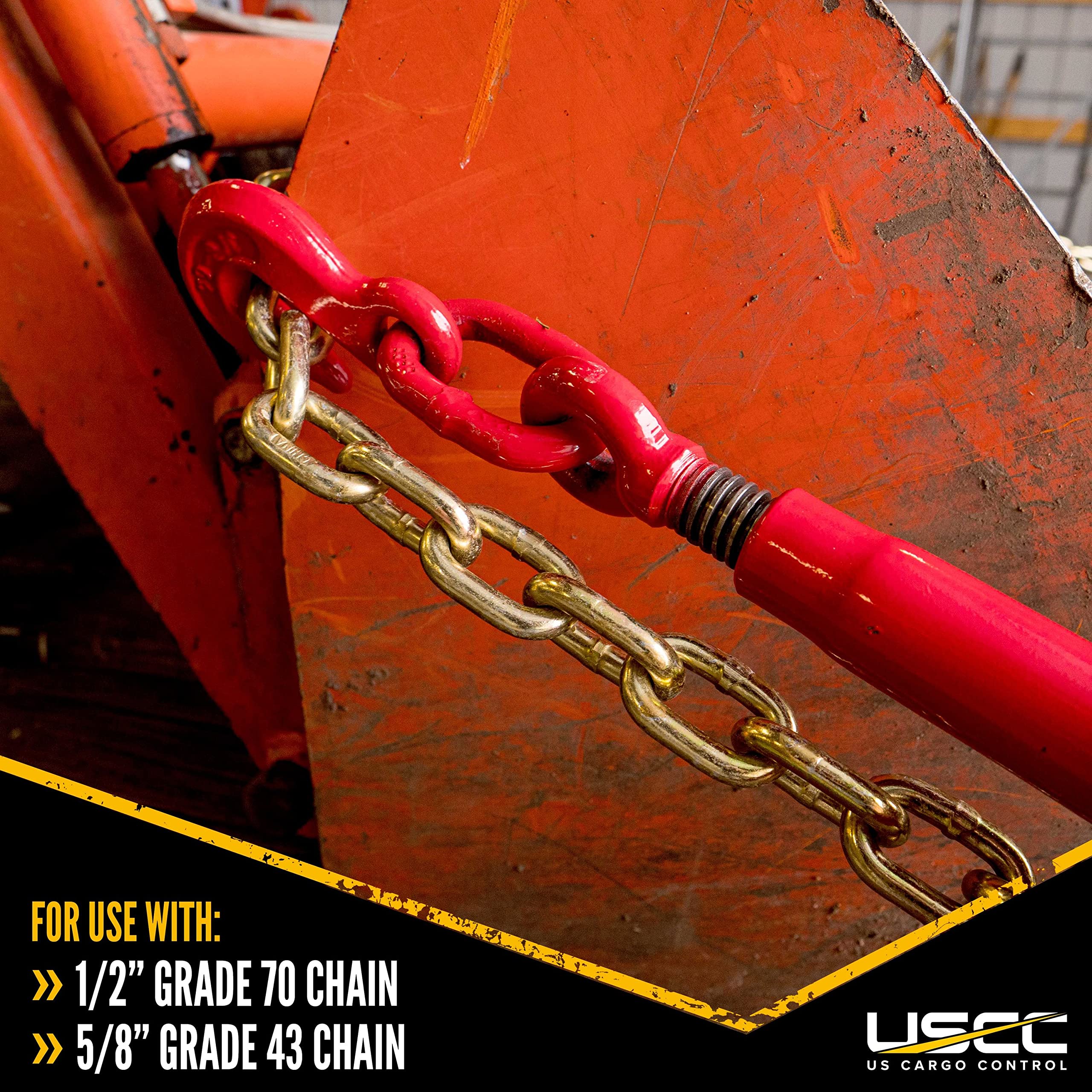 US Cargo Control Heavy Duty Ratchet Load Binder (4 Pack), 1/2 Inch Grade 70 Chain or 5/8 Inch Grade 43 Chain, 13,000 lbs. Working Load Limit, Use Ratchet Chain Binder for Flatbed Trailer or Truck