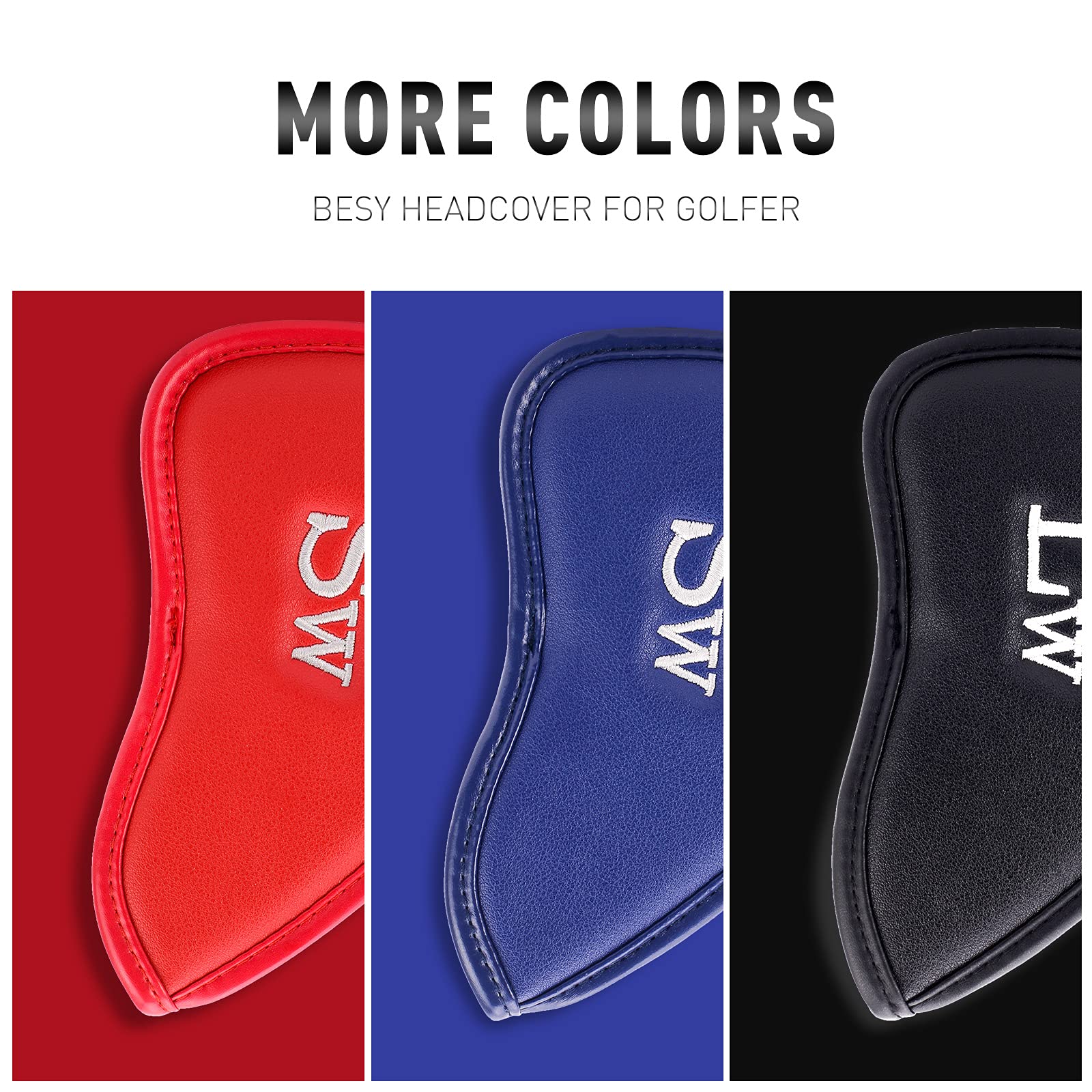 Wujiang 12pcs Thick Synthetic Leather Golf Iron Head Covers Set Headcover Fit Most Irons. (Blue, 12PCS)