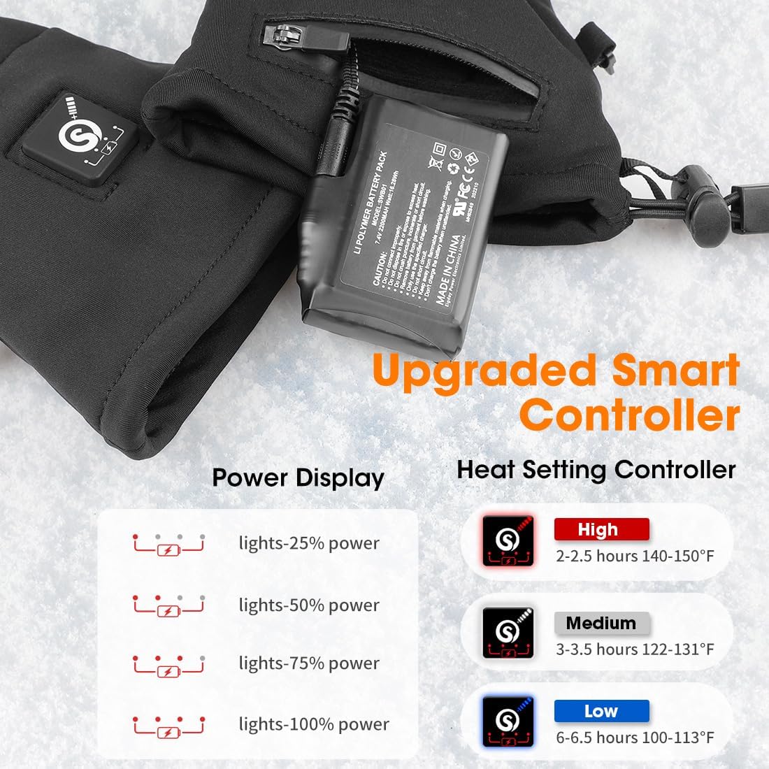 Upgraded Heated Glove Liners for Men Women, Rechargeable Electric Battery Heated Gloves Windproof Winter Glove Liners Thin Gloves Hand Warmer for Ski Snowboarding Hunting(M/L)
