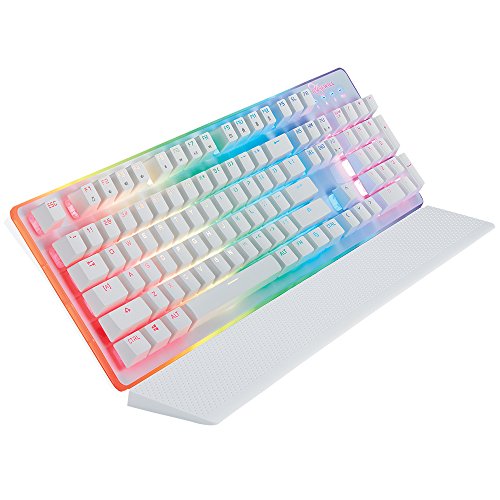 ROSEWILL Gaming Keyboard, RGB LED Backlit Wired Membrane Mechanical Feel Keyboard with Removable Keycaps and Wrist Rest